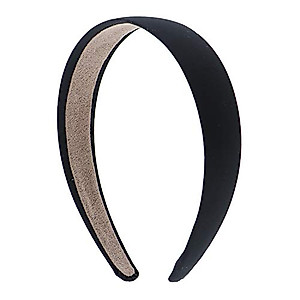 Motique Accessories Black 1 Inch Satin Hard Headband for Women and Girls