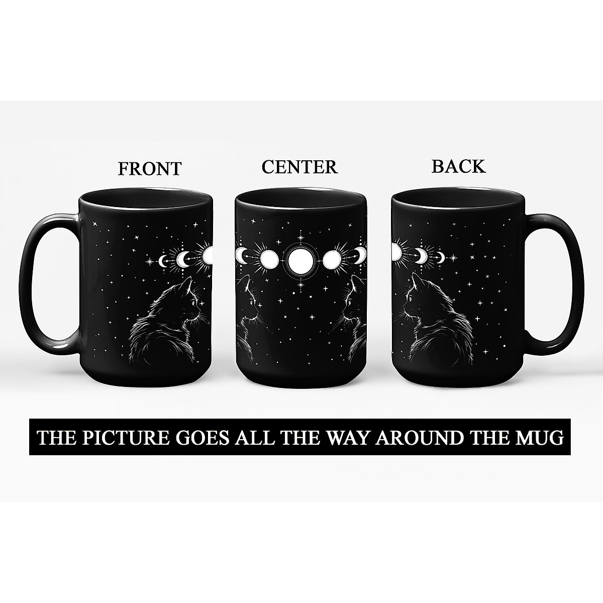 Black Cat Mug 15Oz Cat Coffee Mug Cat Lover Gifts For Women Cat Christmas - Goth Mug Cat Gifts Goth Gifts For Women - Witchy Mug Witchy Gifts For Women - Witchy Gifts For Goths Black Cat Coffee Mug