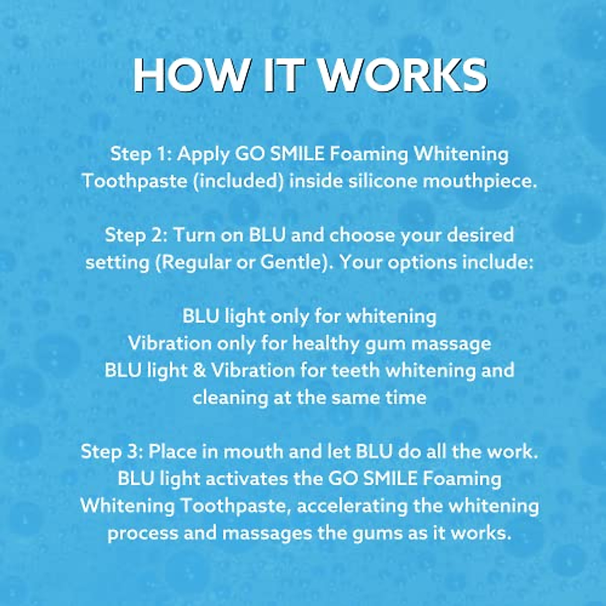 GO SMILE BLU Foaming Whitening Toothpaste for Blue-Light Toothbrushes, Light Activated Stain Removal & Enamel Whitening Formula to Freshen Breath & Clean Teeth Without Sensitivity, Mint Flavor 2.3 oz
