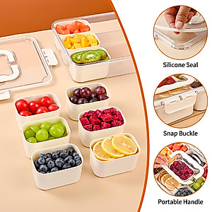EUGRSHL Divided Serving Tray with Lid and Handle, Fresh Food Storage Container Organizer for Fruits, Vegetables, Salads, Meal Prep (White)