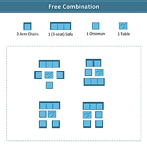 BIADNBZ 5-Piece Patio Furniture Set with Armchairs, Storage Bench and Glass Table, All Weather PE Wicker Outdoor Coversation Sofa Couch for Garden Backyard Lawn, Gray