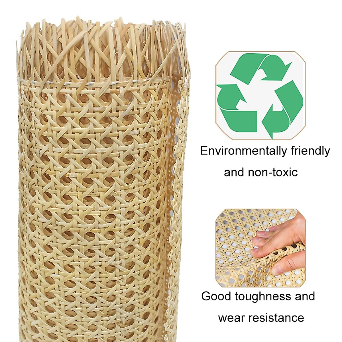 18" Widthx3.3 Feet Open Natural Rattan Webbing Cane Webbing Roll Sheet Supplies Kit,Rattan Cane Caning Material Roll Sheet, Ratan Cane Mesh Fabric,Cane Woven Weave for Chairs Furniture Caning Projects