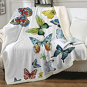 Sleepwish Butterfly Throw Blanket Butterfly Fleece Blankets and Throws for Kids Girls Adults Women Vintage Butterflies Plush Blankets Soft Fuzzy Novelty Sherpa Blanket Butterfly Gifts (50 x 60 Inch)