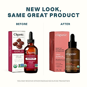 Cliganic USDA Organic Jojoba Oil, 100% Pure (2oz) | Natural Cold Pressed Unrefined Hexane Free Oil for Hair & Face | Base Carrier Oil (Packaging May Vary)