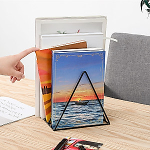 Goiio 1 Pcs Triangle File Holder, 5 Slot Metal Magazine Holder, for Office Home, Black