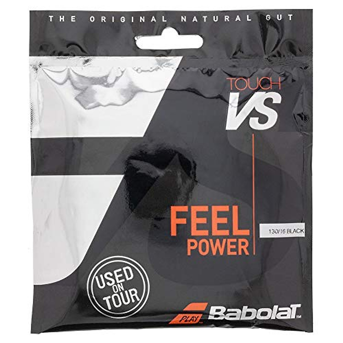 Babolat VS Touch (16-1.30mm) Natural Gut String (Black, 16)