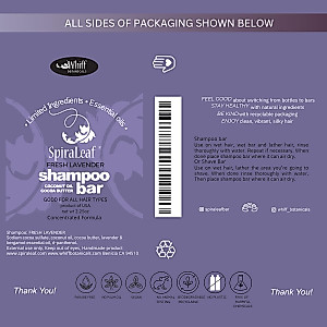 Spiraleaf Shampoo & Shave Bar, Essential Oils, Limited Ingredients, Concentrated Formula, USA Made (Fresh Lavender)