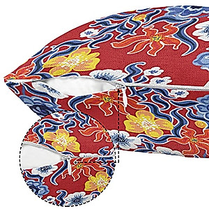 KOBLEN Allay Blossom Decorative Pillow Covers 20x20 Inch - Comfy Linen Outdoor Pillow Covers for Home Living Room Farmhouse Preppy Room Decor Aesthetic Set of 2