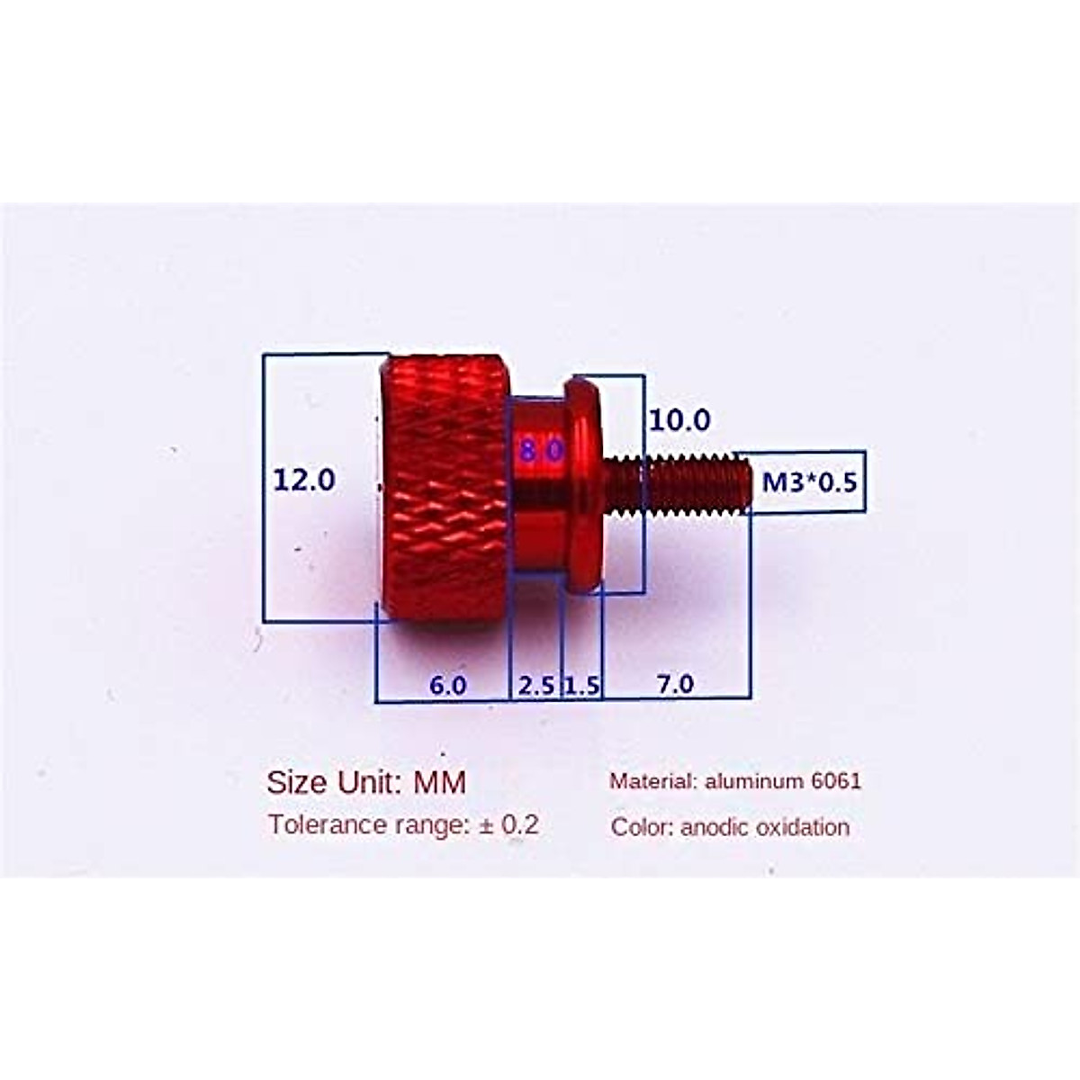 M3x7mm Color Aluminum Alloy Desktop Computer Main Box Side Panel Cover Knurled Thumb Screw Fixing Locking Screw (Color : Red Wine)