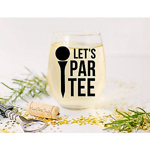 Let's Par Tee - Funny Golf Gift - Premium 21oz Stemless Wine Glass - Golfer Gifts