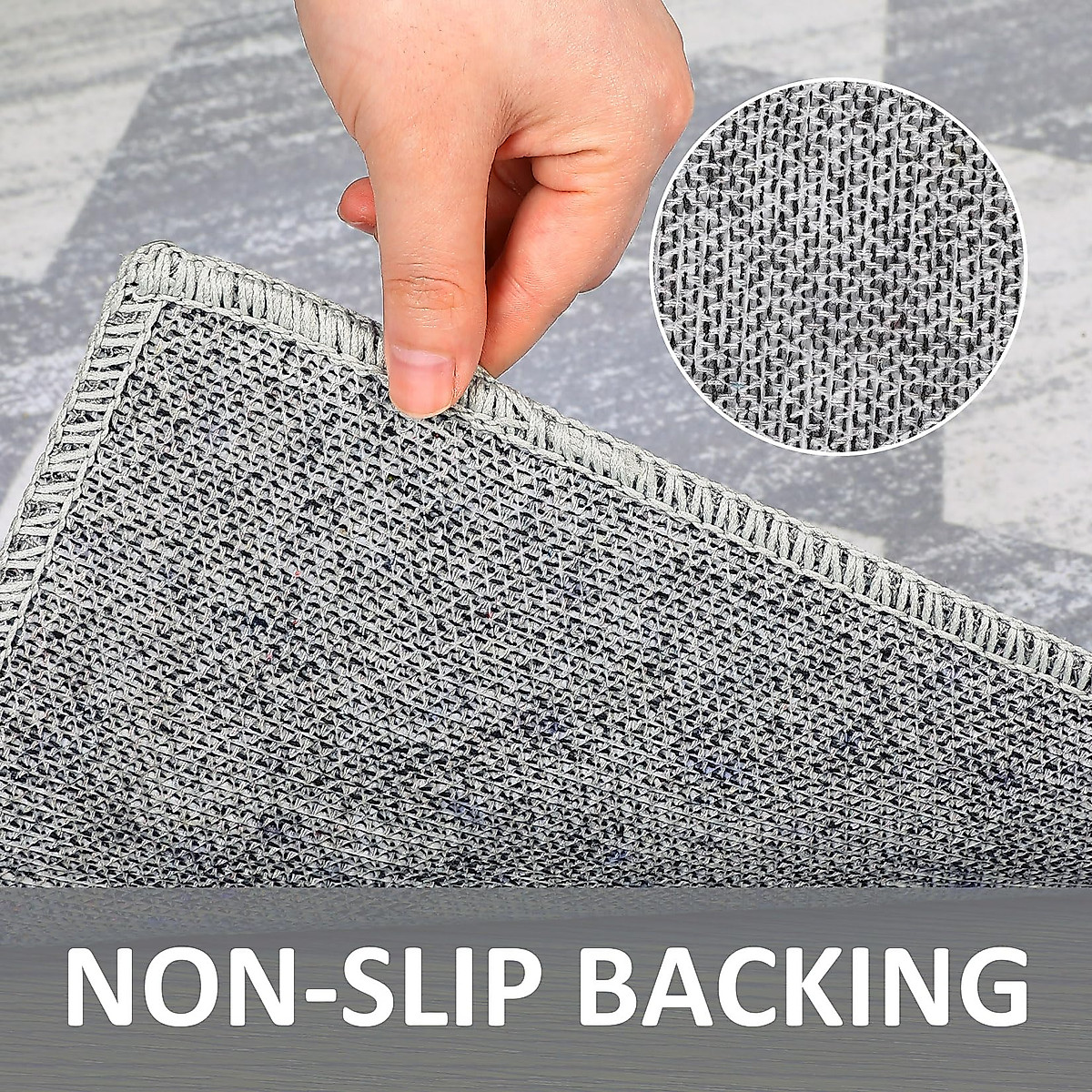 COZYLOOM 9x12 Area Rug Washable Rugs for Bedroom Office Nursery Geometric Checkered Accent Rugs Modern Trellis Living Room Rug Distressed Neutral Soft Rug Non Slip Farmhouse Floor Cover Grey