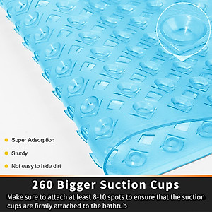 Yimobra Original Bathtub Mat Non Slip, Bath Mats for Tub, Shower Mat with Drain Holes Suction Cups, Machine Washable, BPA, Latex,Phthalate Free, 34.5 x 15.5 Inches, Clean Blue