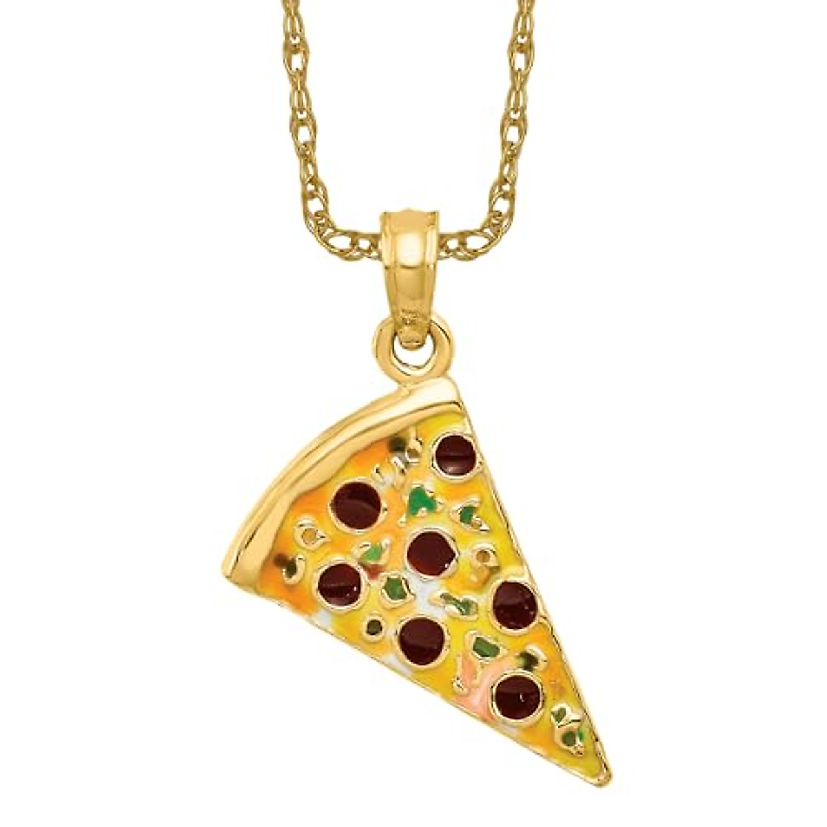 IceCarats 14K Yellow Gold Pizza Slice Necklace Charm Pendant Only