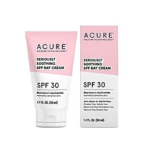 Acure Seriously Soothing SPF 30 Day Cream | 100% Vegan | For Dry to Sensitive Skin | Blue tansy & Niacinamide - Soothes & Provides Sunscreen | 1.7 Fl Oz