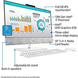 HP Pavilion 27 Touch Desktop 1TB SSD 32GB RAM Win 10 Pro(Intel Core i9-10900 Processor with Turbo Boost to 5.20GHz, 32 GB RAM, 1 TB SSD, 27-inch FullHD Touchscreen, Win 10 Pro) PC Computer All-in-One