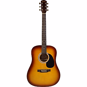 Fender Squier Dreadnought Acoustic Guitar - Sunburst Bundle with Gig Bag, Tuner, Strap, Strings, Winder, Picks, Lessons, and Austin Bazaar Instructional DVD