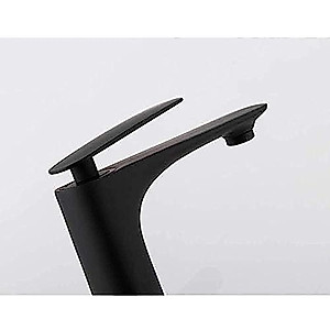 WOOWSHINE Kitchen Taps Kitchen Tap Kitchen Tap Bathroom Faucet Black Solid Brass Bathroom Solid Basin Mixer Tap Hot & Cold Bath Single Handle Sink Waterfall Taps,Sink Faucet, ki-635