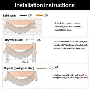 Purife Cat Hammocks Wall Mounted for Indoor Cats -Large Cat Shelves and Perches for Wall, Wall Beds & Furniture for Kitty or Cats, Sturdy Soft Hammock Beds for Climbing, Playing, Sleeping, Lounging