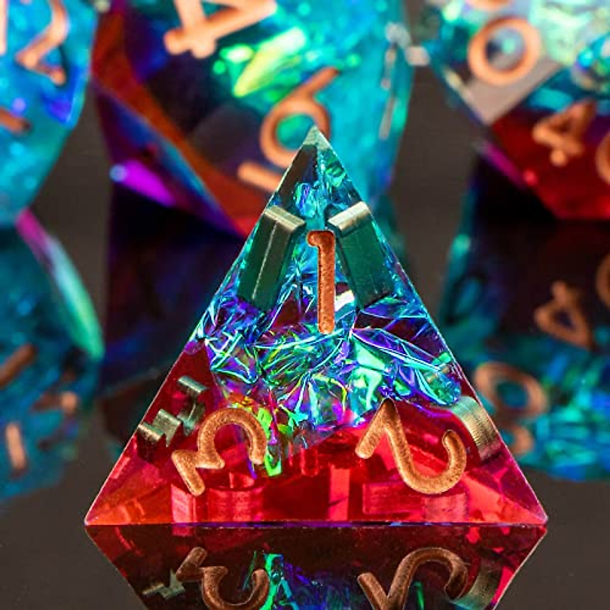 KERWELLSI Resin DND Dice Set D&D, Dungeons and Dragons Dice with Box, 7 Piece Polyhedral Role Playing Dice, Sharp Edge RPG D and D Dice D20 D12 D10 D8 D6 D4