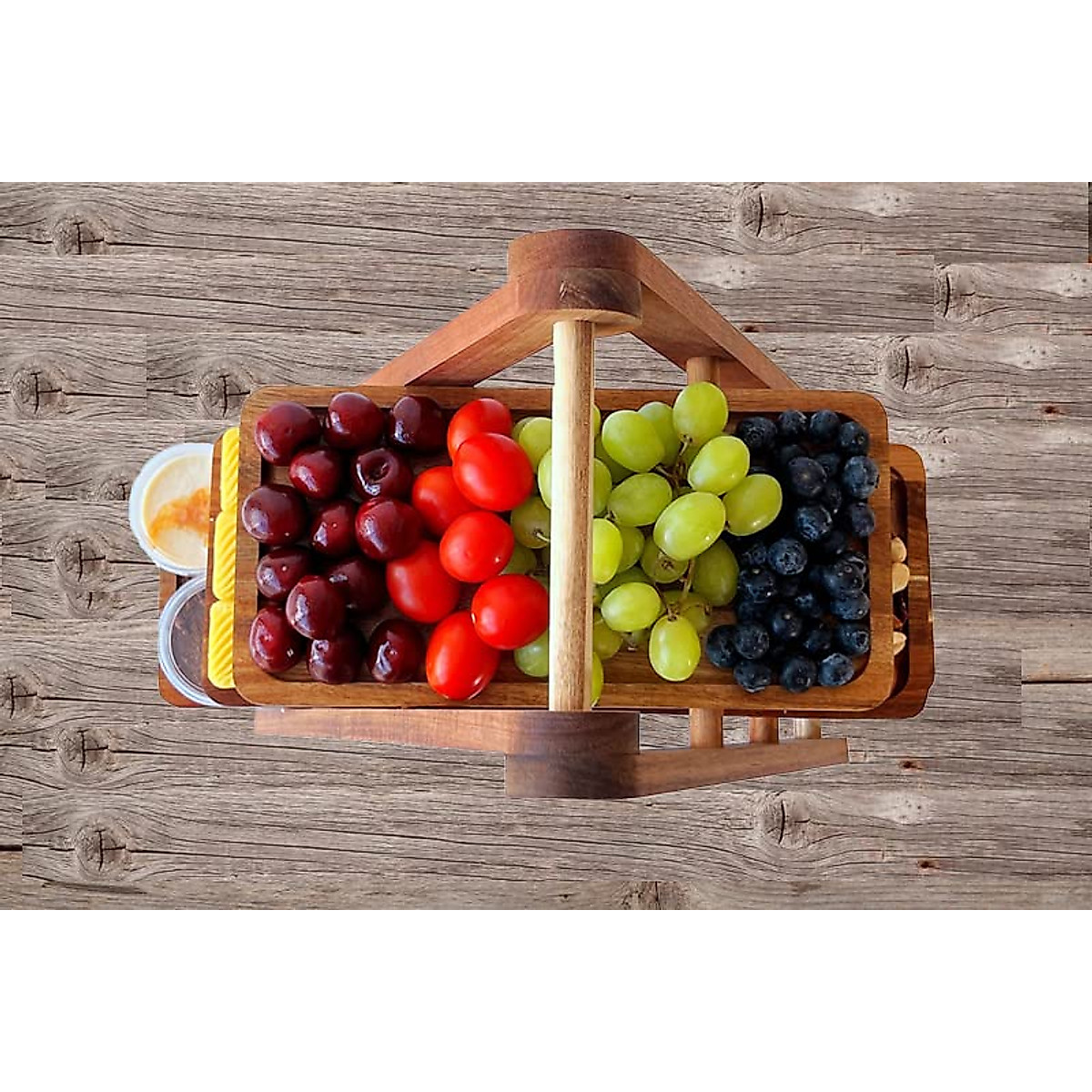 3 Tier Tray Serving Stand Acacia Wood Platter Charcuterie Tiered Set for Entertaining Gethering Food Display Vendor Events Fruit Dessert Appetizer Cheese