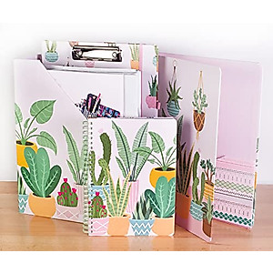 Steel Mill & Co Cute Magazine Holder Set of 2, Vertical File Organizer, File Folder and Paper Holder, Desk Accessories & Workspace Organizers for Home or Office, Succulent