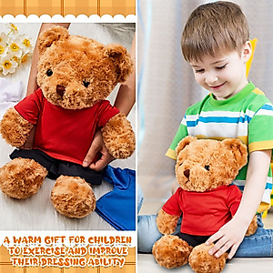 Zhanmai 3 Pack Basic Tee Shirt Bear Clothes Crew Neck Bear Shirt Classic Plush Bear T Shirt with Blue Jean Shorts, Stuffed Animal Clothing Accessories