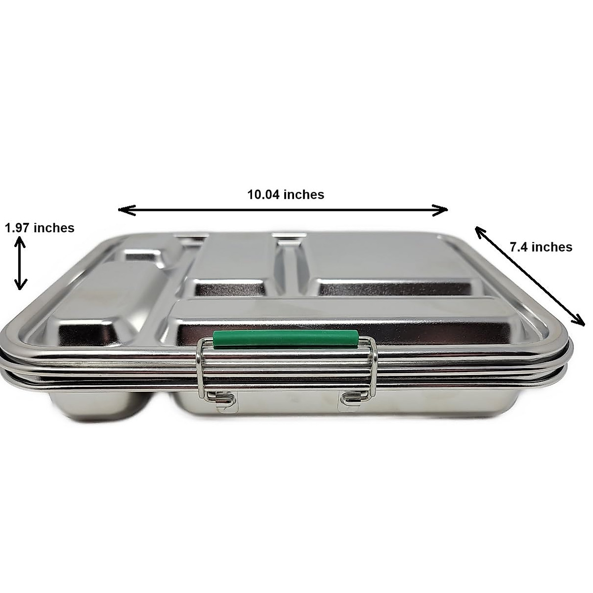 Flatbush Goods Leak Resistant Stainless Steel Bento Lunchbox with Silicone Seal, 2 Leak Proof Containers and 5 Compartments - Durable and Sustainable for Adults and Kids 5 and Older (Green), BSS1