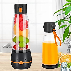 Portable Blender Personal Blender for Shakes and Smoothies, Mini USB Blender with 6 Blades, 17Oz Blender to Go for Travel, Office, and Sports, Black