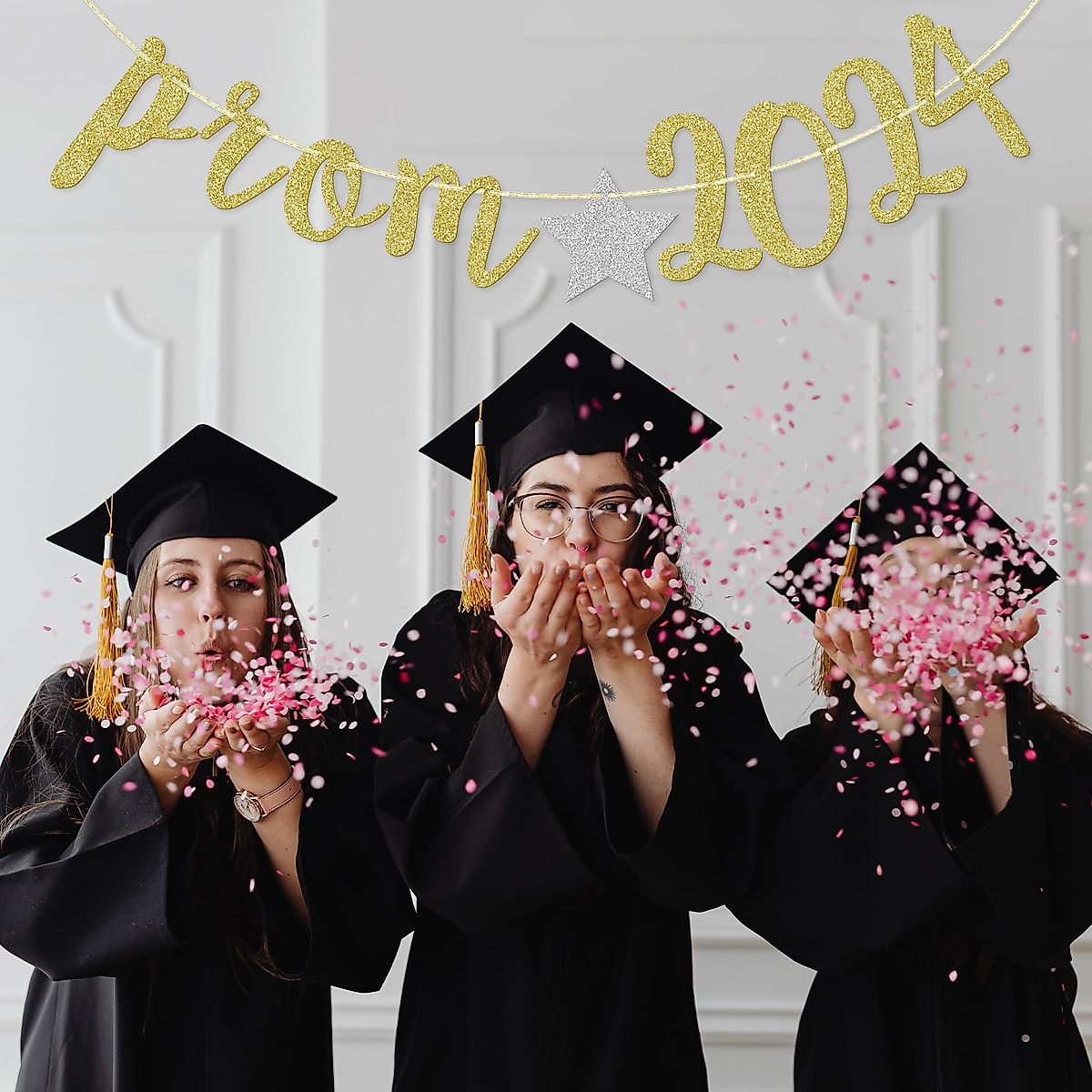 Prom 2024 Banner, Graduation Banner, Prom Party Decorations, Gold Glitter