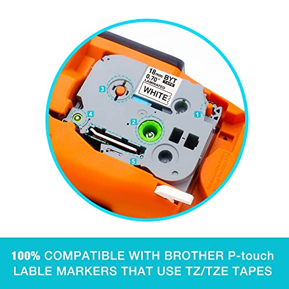 TZ Tape 18mm 0.7 Laminated White Compatible for Brother P Tocuh TZe-241 TZe241 Label Maker Tape for Brother Label Maker PT-D400AD PT-D600 PT-D400,Black on White, 3/4 Inch x 26.2 feet, 4-Pack