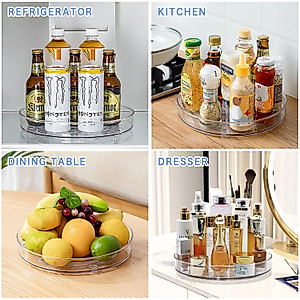2 Pack | 10.6" SissiJohoy Lazy Susan Turntable Organizer for Kitchen Cabinet Pantry Refrigerator Countertop Dresser, Clear