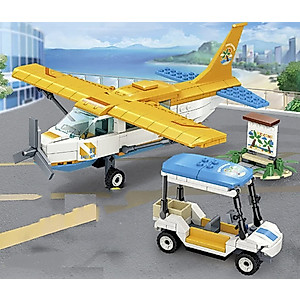 General Jim's Yellow Sightseeing Airplane and Service Vehicle 347 Piece Modular Building Block Bricks Toy Set - for Teens and Adults