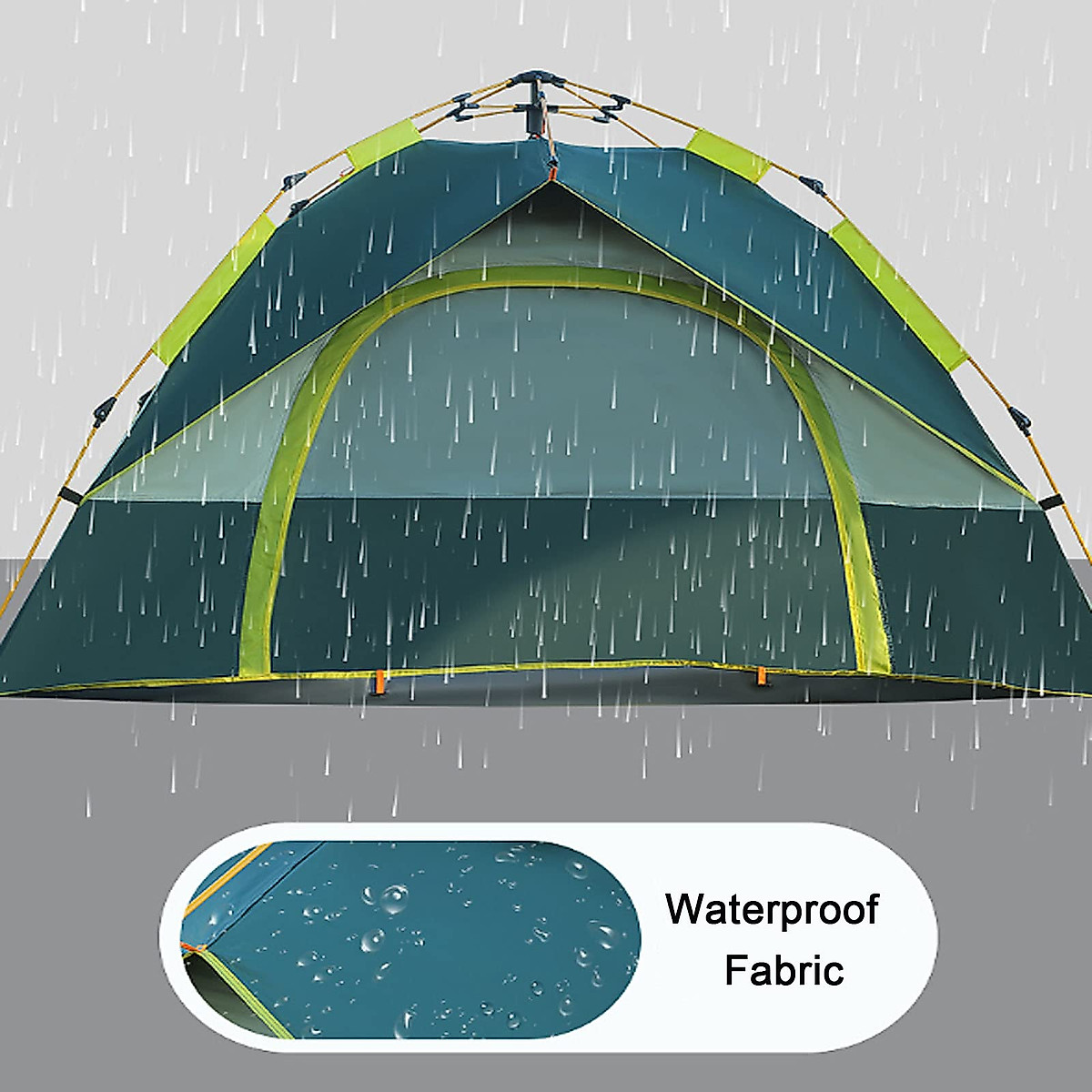 Camping Tent - 2-4 Person Easy Pop Up Tent with 2 Doors & 2 Windows,Waterproof Instant Tent,Lightweight & Portable Family Tents for Outdoor Camping, Hiking & Traveling (Green,3-4 People)