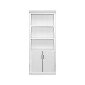 Martin Furniture Modern Wood Lower Doors Bookcase, Office Bookcase, Office Shelving, Office Storage, Fully Assembled, White