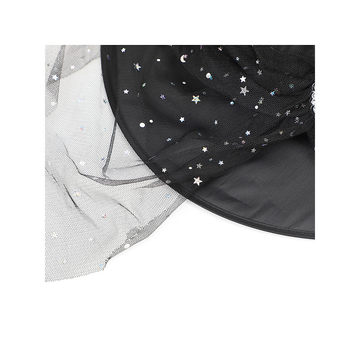 Century Star Kids Witch Hat Girls Lace Halloween Hat for kids Youth Teens Halloween Decorations Party Cosplay 1Pc Black Starlight M