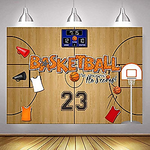 Art Studio 7x5ft Basketball Theme Photography Backdrops Basketball Sports Boy Kids Birthday Party Photo Background Star Jersey 23 Number Children Studio Booth Props Decor Banner Vinyl