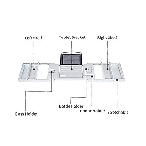 JAHH Extendable Bathtub Trays Spa Bathtub Organizer Book Wine Holder Non Slip Bottom Sides Bathroom Storage Shelves Racks (Color : OneColor)