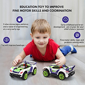 M MOOPAI Pull-Back Toy Cars Take Apart Race Car DIY Car Assembly Toy Tool Kit Build Your Own Car Educational Toy for Kids Boys & Girls Toys Aged 3+ (Purple Green)