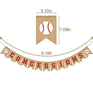 Rainlemon Jute Burlap Concession Banner Baseball Theme Baby Shower Birthday Party Bunting Garland Decoration Supply