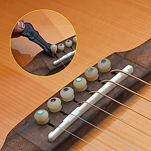 MAXCHEER 6Pcs Guitar Bone Bridge Pins Natural Bone Color Replacement Parts with Abalone Dot