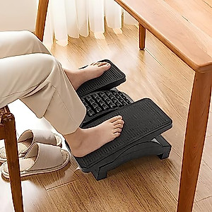 Footrest Under Desk Adjustable Pressure Relief Footrests with Massage Roller Ergonomic Foot Rest for Home, Office Use