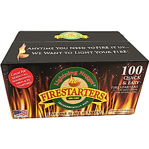 Lightning Nuggets AN100-2 200 Count Fire Starters, Tan (Pack of 200) & Lightning Nuggets N100SEB Super Economy Box Fire Starter 100, Count, Tan