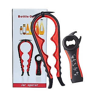 4-in-1 Can Opener & Jar Opener Tool - Perfect for Seniors with Arthritis, Arthritic Hands - Durable Kitchen Tools, Ideal Gift for Elderly Women - Bottle & Lid Opener, Hinged Gripper for Opening Jars