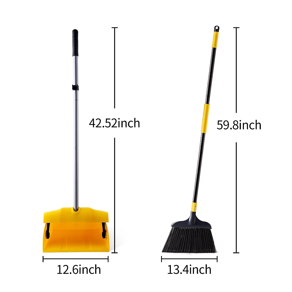 Yocada Heavy Duty Broom and Dustpan Set 3PCS Brooms Commercial Outdoor Indoor Perfect for Courtyard Garage Lobby Mall Market Floor Home Kitchen Room Office Pet Hair Rubbish
