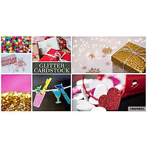 Crafasso 12" x 12" 300gms Heavy & Premium Glitter cardstock, 15 Sheets, red