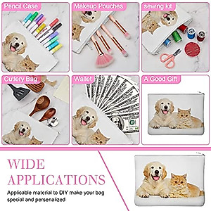 Eccliy 70 Pieces Sublimation Blank Canvas Makeup Bags Bulk Blank DIY Heat Transfer Cosmetic Makeup Bags Canvas Pen Case Pencil Bags Clear Sublimation Blank Pouch with Zipper(White,4.33 x 7.09 Inch)