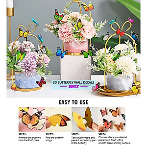 80pcs Butterfly Wall Decor - Plastic Butterflies Wings Foldable Removable Waterproof Reusable Mural Wall Stickers for Home Room Bedroom Nursery Party Wedding Christmas Decorations
