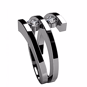 Madina Jewelry 0.60 ct Two Round Cut Diamonds Anniversary Ring in 14 kt White Gold In Size 5.5