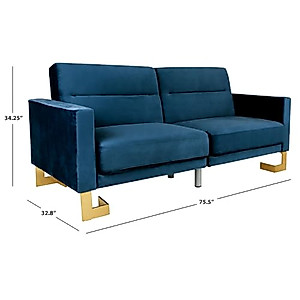 Safavieh Home Tribeca Glam Navy Velvet and Brass Foldable Sofa Bed