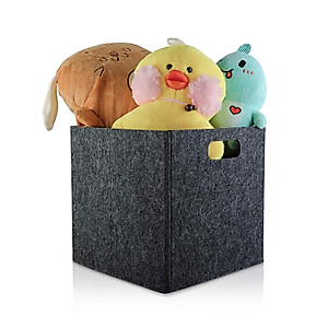 GOHOME Foldable Storage Cubes, Cube Storage Bins with Dual Handles - Dark Grey